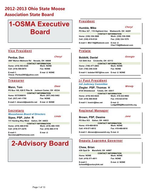 6-State Deputy Reg Mgr - Ohio State Moose Association