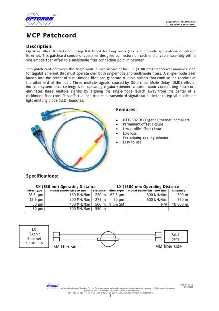 MCP Patchcord - OPTOKON as
