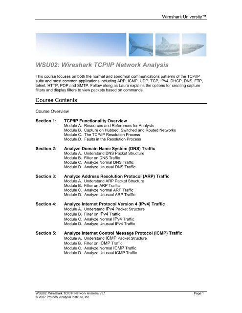 WSU02: Wireshark TCP/IP Network Analysis