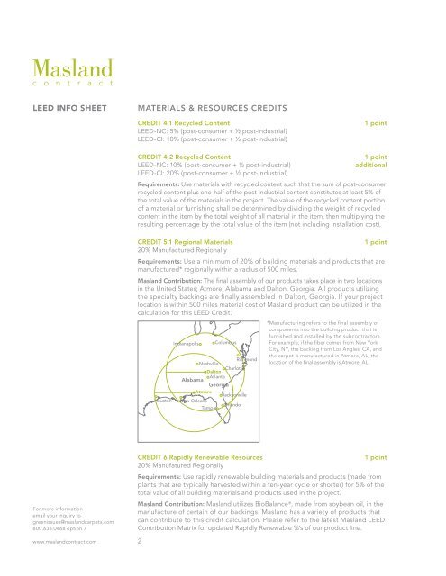 LEED INFO SHEET MATERIALS