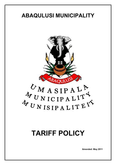 abaqulusi municipality tariff policy - abaqulusi local municipality