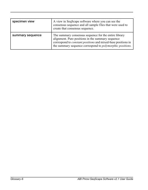 specimen view summary seq