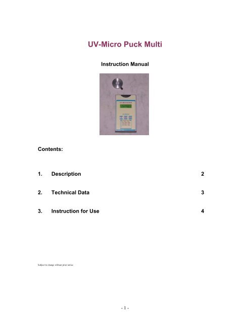 UV-MICRO PUCK MULTI Integrator - UV Process Supply