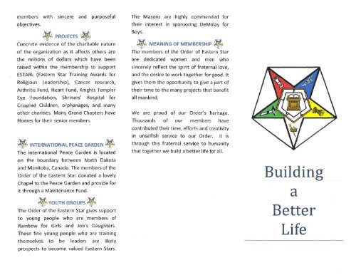 Building a Better Life - Colorado: Grand Chapter, OES