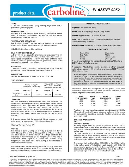 PLASITE® 9052 - Carboline