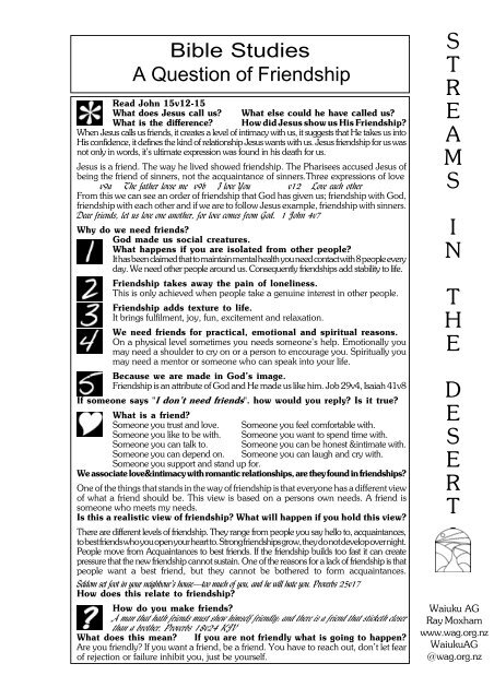 Friendship - Small Group Bible Studies