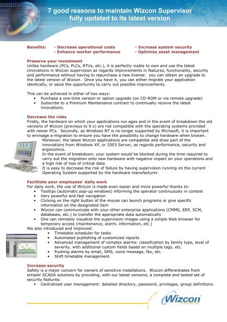 7 reasons to Upgrade Wizcon