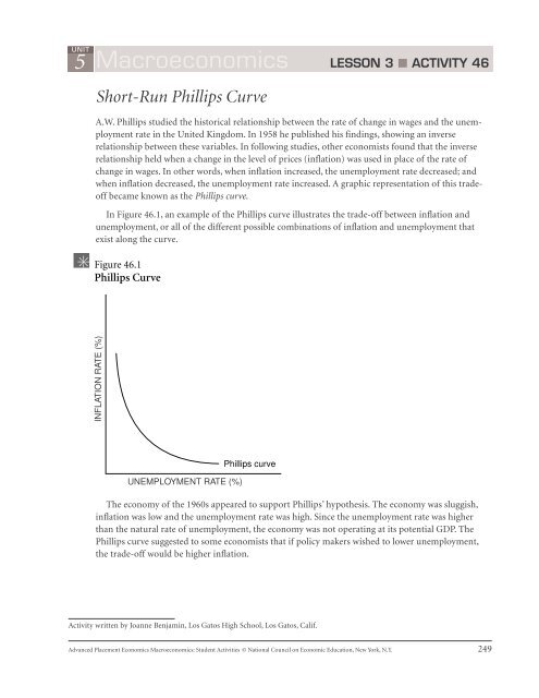 Unit 5 Lesson 3 Activity 46 Shortrun Phillips Curvepdf