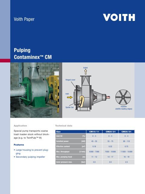 Pulping Contaminexâ ¢ CM - Voith