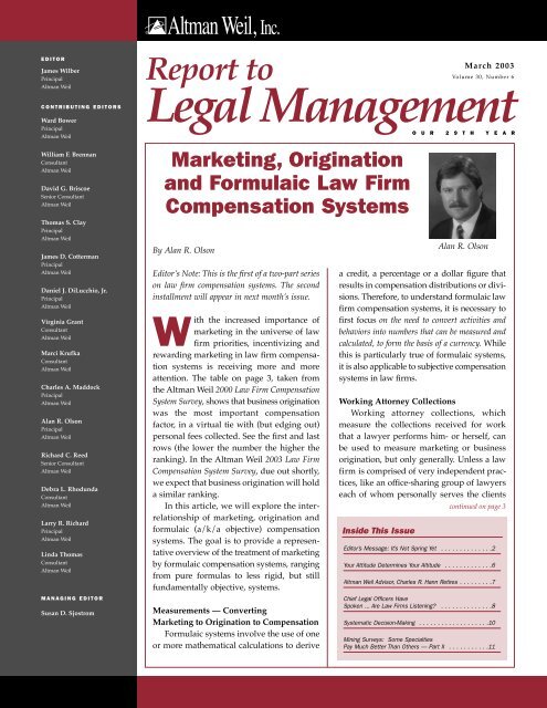 Law Firm Compensation Systems - Altman Weil