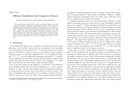 Efficient Classification With Conjunctive Features