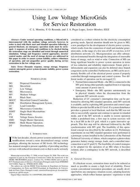 Using Low Voltage MicroGrids for Service Restoration