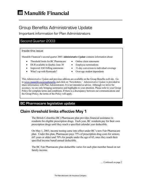 Professional Report - Manulife - Manulife Financial