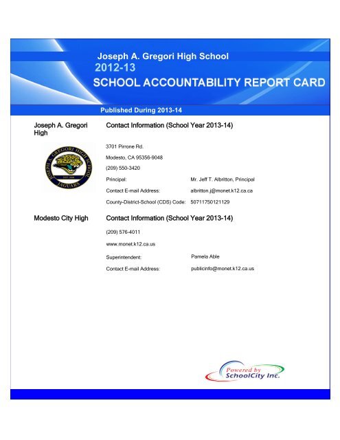 School Accountability Report Card - Modesto City Schools
