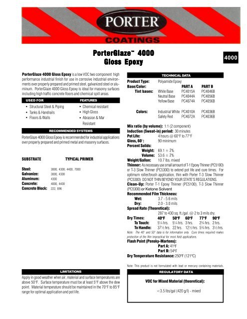 pc4000 PorterGlaze 4000 Gloss Epoxy - PPG Industries