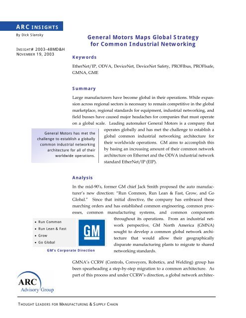 General Motors Maps Global Strategy for Common Industrial ...