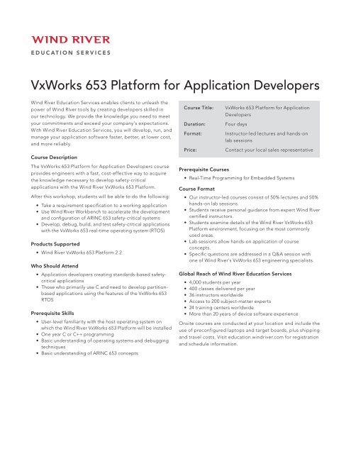 VxWorks 653 Platform for Application Developers - Wind River