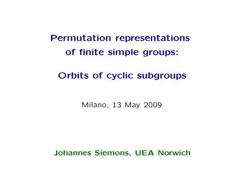 Permutation Representations Of Finite Simple Groups Orbits Of Cyclic 7355