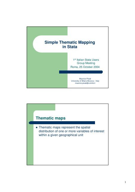 Simple Thematic Mapping in Stata Thematic maps