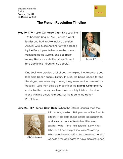 French Revolution Timeline For Kids