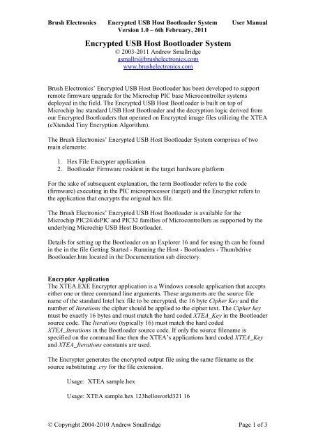 Encrypted USB Host Bootloader System - Brush Electronics