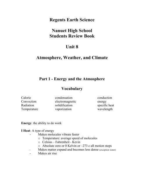 Regents Earth Science anuet High School Students Review Book ...