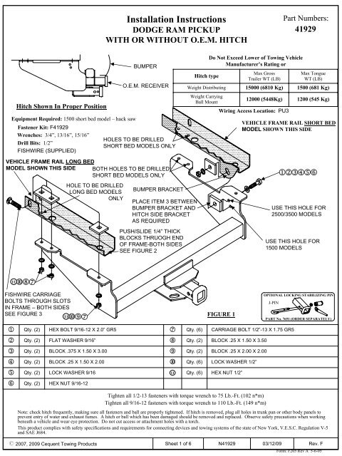 Installation Instructions - Draw-Tite