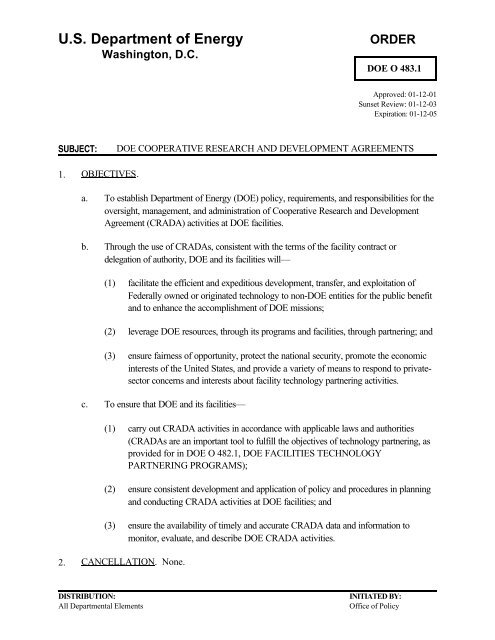DOE O 483.1 - U.S. Department of Energy