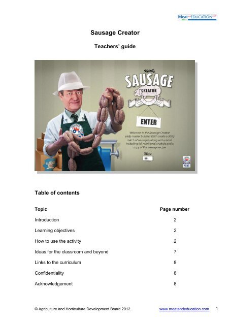 The sausage creator_teachers guide.pdf - Meat and Education