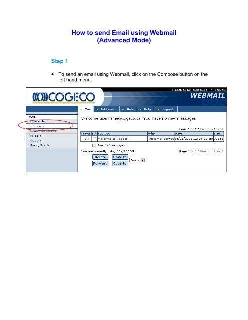 How to send Email using Webmail - Cogeco