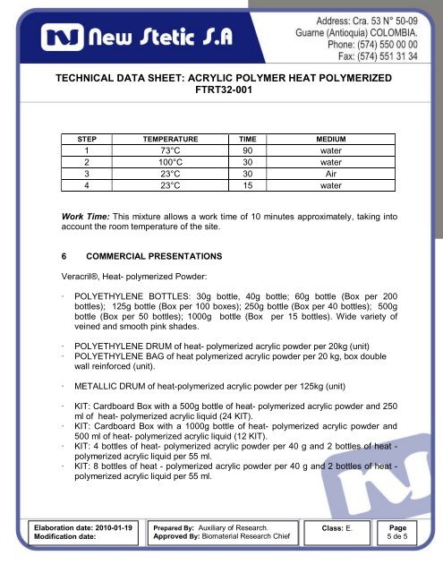 TECHNICAL DATA SHEET: ACR