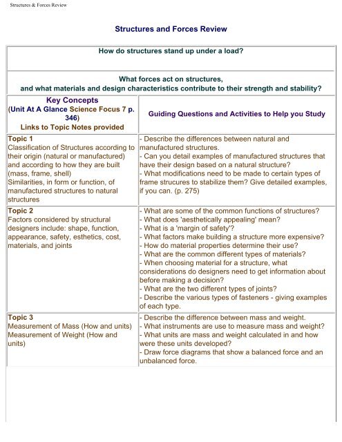 Structures & Forces Review - Ed Quest