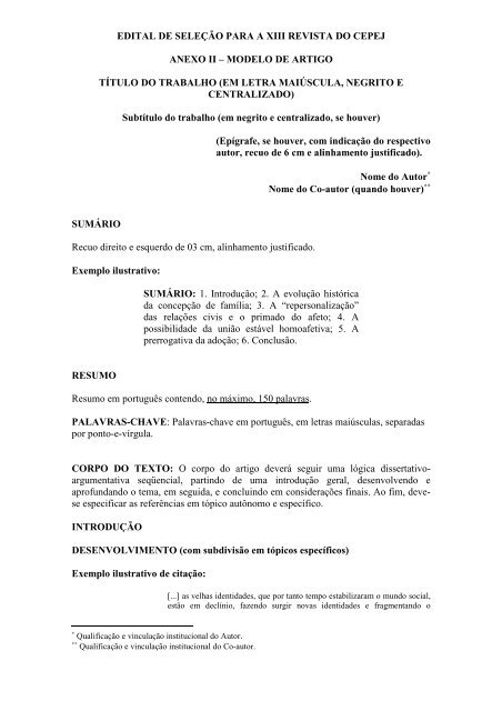 anexo ii – modelo de artigo anexo ii – modelo de artigo