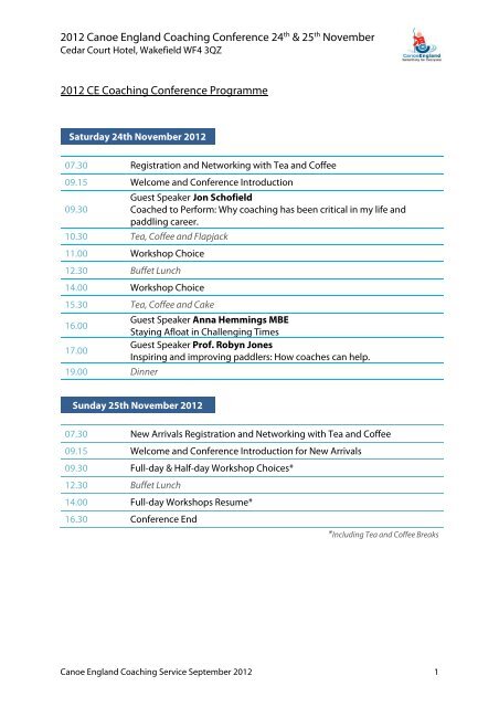 Conference Programme - Canoe England