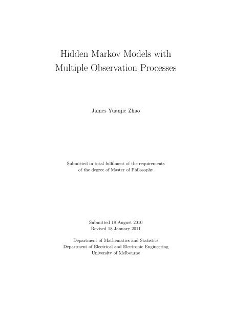 Hidden Markov models with multiple observation processes
