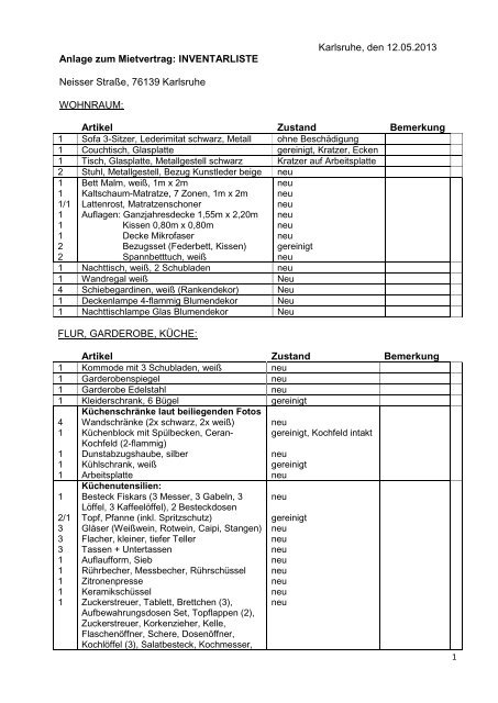 Inventarliste Neisser StraÃŸe
