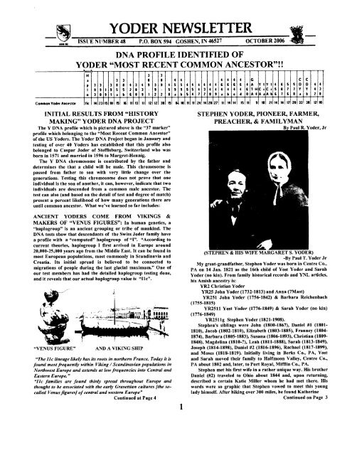 YODER NEWSLETTER tr- - Yoder Family Information