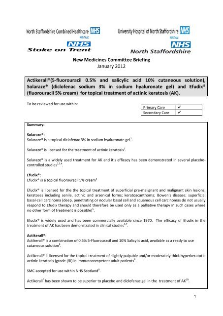 Solaraze, Efudix, Actickerall NMC.pdf - Medicines Management