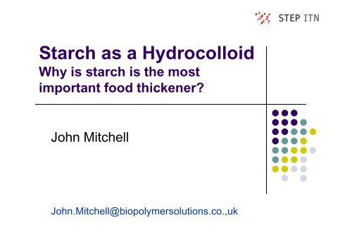 Starch as a Hydrocolloid - Step itn