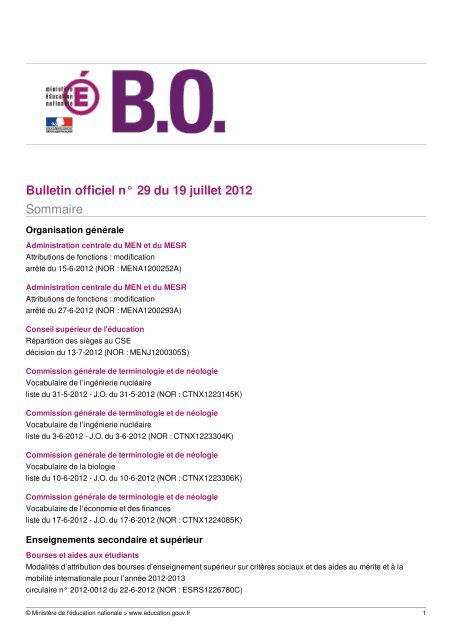 Bulletin officiel spécial n 9 du 15 octobre Annexe III Définition des ...
