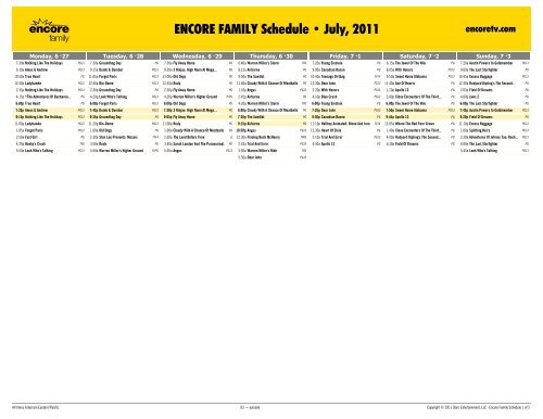ENCORE FAMILY Schedule - July, 2011 - Starz