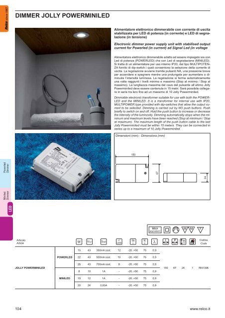 DIMMER JOLLY POWERMINILED - Relco