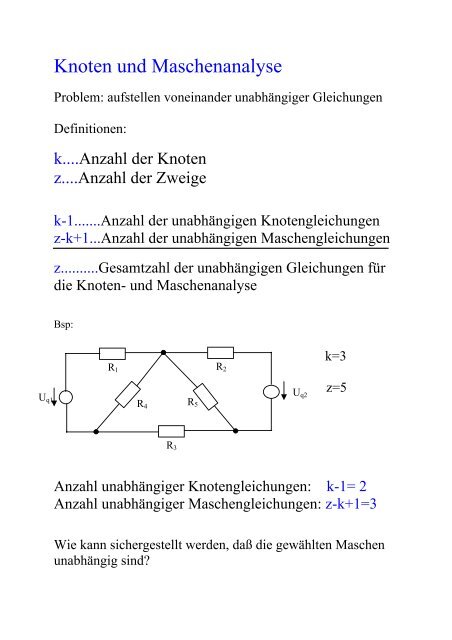 Knoten und Maschenanalyse - steudler