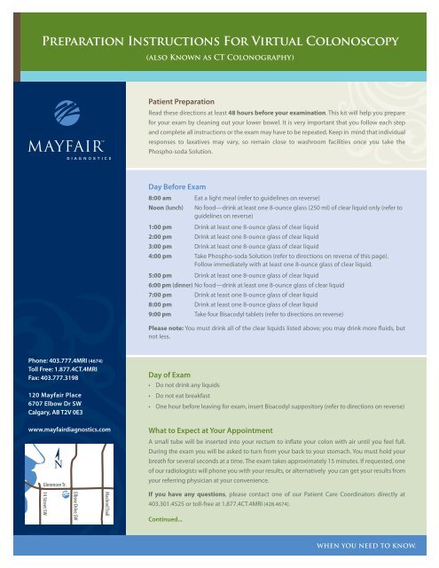 PREPARAtiON INStRUctiONS FOR ViRtUAl COlONOScOPy