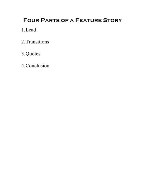 Four Parts of a Feature Story