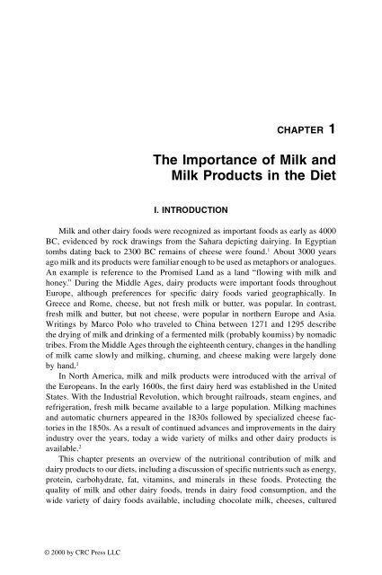 Chapter 1. The Importance of Milk and Milk Products ... - Blogs Unpad