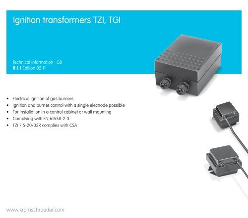 Ignition transformers TZI, TGI - Combustion 911