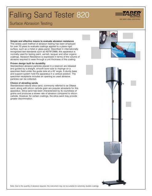 Falling Sand Tester - Taber Industries