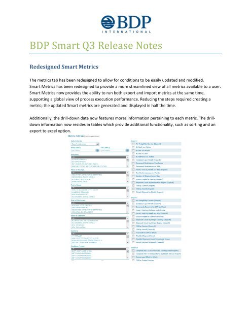 BDP Smart Q3 Release Notes - BDP International