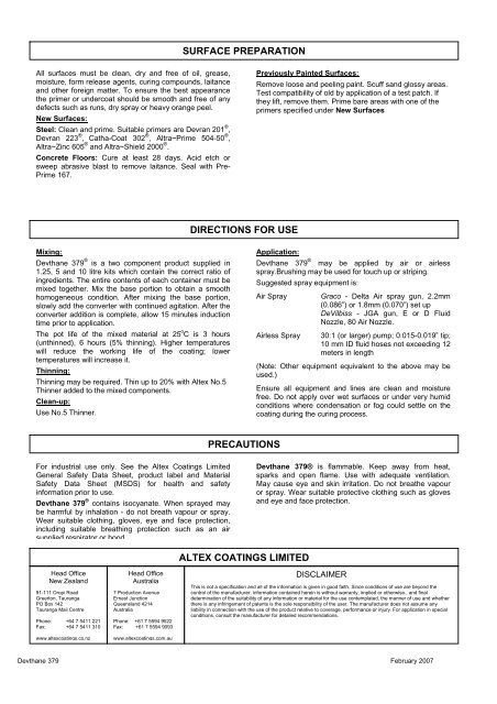 SURFACE PREPARATION All s